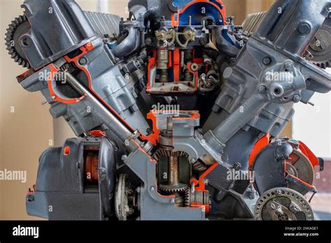 Internal Combustion Engine Close Up Of A Cross Section Detail Stock