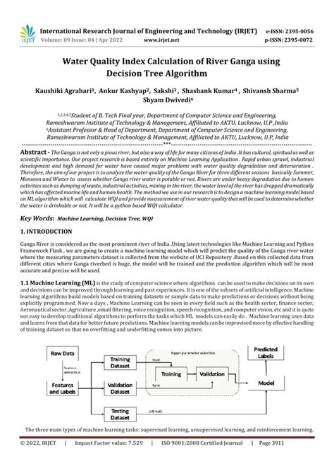 Water Quality Index Calculation Of River Ganga Using Decision Tree