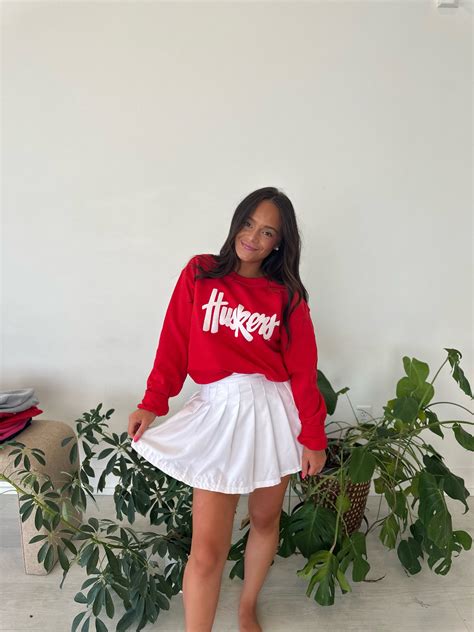 Huskers Script Red Crew Hflynn