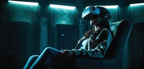 Premium Ai Image A Woman In A Dark Room With A Vr Headset