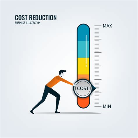 Businessman Turning Cost Dial To A Low Illustration Cost Reduction