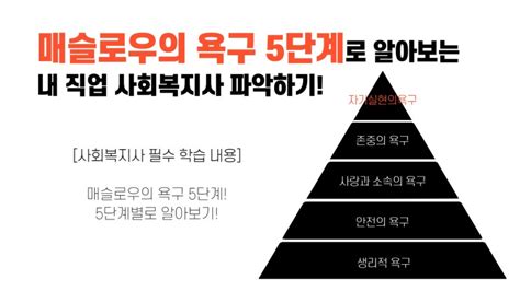 매슬로우의 욕구 5단계로 내 직업 사회복지사 파악해보기 네이버 블로그