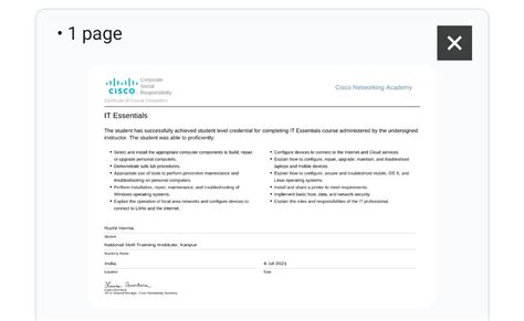 I Attended Cisco It Essential Workshop And Successfully Completed Of This Course Certificatition
