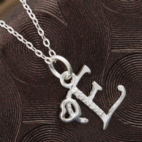 925 Sterling Silver E Initial Pendant Necklace With White Cz Custom