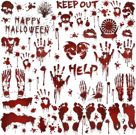 80stks Halloween Griezelige Bloedige Handen Raamstickers Handafdruk
