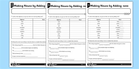 Noun Suffix Ness Exercises Pdf Ks1 Grammar Resources