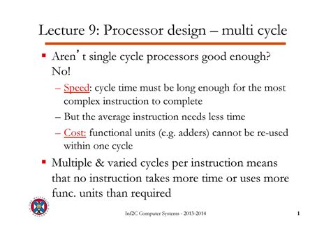 Lec09 Slides Lecture Slides Lecture 9 Processor Design Multi