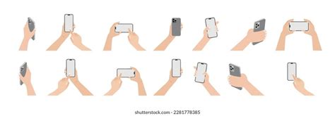 Hand Holding Mobile Phone Horizontally Vertically Stock Vector Royalty Free 2281778385