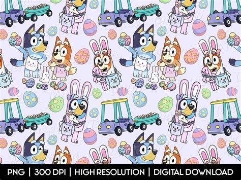 Bluey Easter Seamless Pattern Repeat Pattern Surface Pattern Digital Paper Etsy