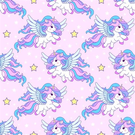 Seamless Pattern With White Unicorns Stars Vector Image
