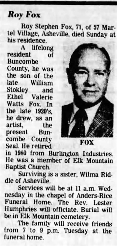 Obituary For Roy Stephen Fox ™