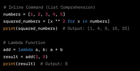 Python Inline Commands And Lambda Functions Streamlining Your Code