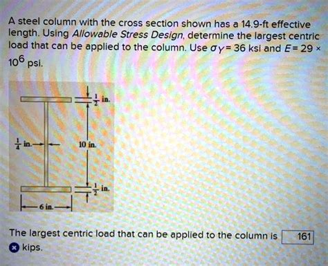 Solved A Steel Column With The Cross Section Shown Has A 14 9 Ft Effective Length Using