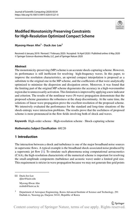 Modified Monotonicity Preserving Constraints For High Resolution Optimized Compact Scheme