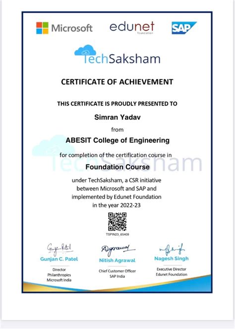 Simran Yadav On Linkedin Tecksaksham Microsoft Sap Edunetfoundation Skillsdevelopment