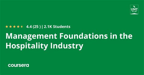 Management Foundations In The Hospitality Industry Coursera