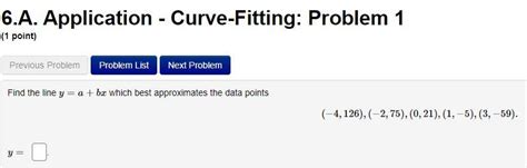 Solved A Application Curve Fitting Problem Point Chegg