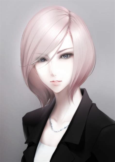 Original Characters Short Hair Gray Eyes Blonde Anime Anime Girls Business Suit Hd