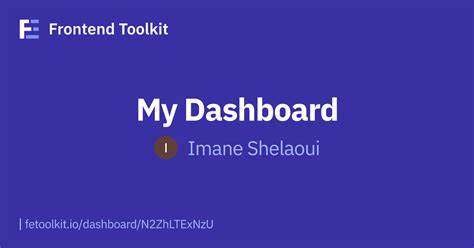 My Dashboard Frontend Toolkit