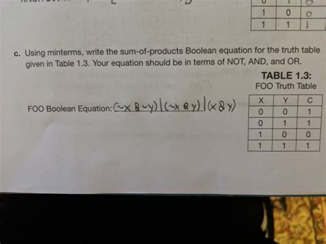 Solved 0 C Using Minterms Write The Sum Of Products