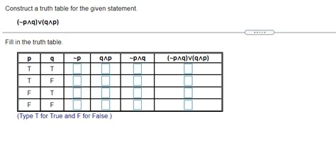Solved Construct A Truth Table For The Given Statement