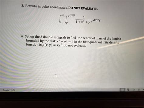 Solved 1 Evaluate Each Of The Following Double Integrals