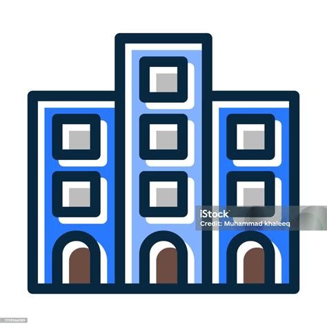 건물 벡터 굵은 선은 개인 및 상업적 사용을 위해 어두운 색상 아이콘을 채웠습니다 0명에 대한 스톡 벡터 아트 및 기타 이미지 0명 가득 찬 건축물 Istock