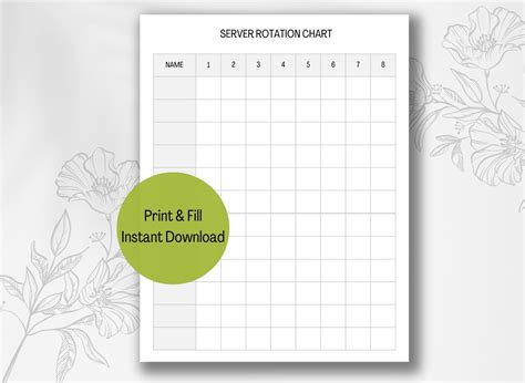 Server Rotation Chart Digital Download  Rotation Chart Etsy
