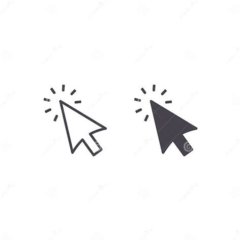 Computer Mouse Click Pointer Cursor Arrow Flat Vector Icon Set Stock
