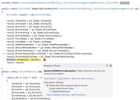 Aftermapping Creates Class With A Null Action Resulting In Object