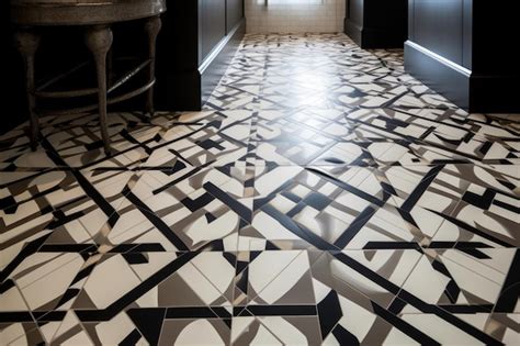 Premium Ai Image Closeup Of Intricate Mosaic Tile Floor Pattern In Sleek Modern Home Created