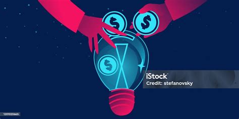 머니 뱅크 항아리로 전구와 크라우드 펀딩 모금 기부 또는 후원 사업 개념 기금 모금에 대한 스톡 벡터 아트 및 기타 이미지
