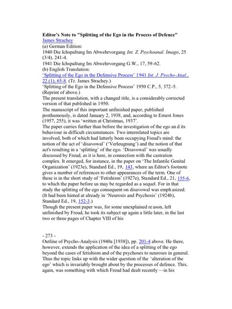 Splitting Of The Ego Pdf Id Psychoanalysis