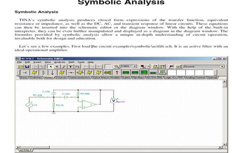 Symbolic Analysis Feature In Tina Ver 93100 Simulation Hardware