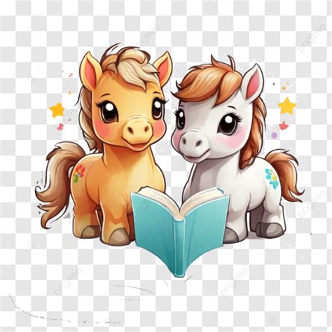 รูปการ์ตูนม้าและหนังสือเรียน Png ม้า หนังสือ สัตว์ภาพ Png สำหรับการ