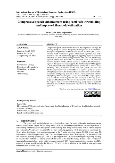 Pdf Compressive Speech Enhancement Using Semi Soft Thresholding And Improved Threshold Estimation