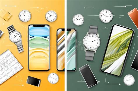 Comparison Of Old And New Smartphone Designs Showcasing Evolution In Technology With Accessories