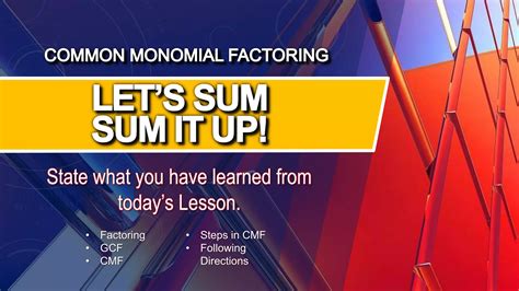 Grade 8 Mathematics Common Monomial Factoring Pptx Programming Languages Computing