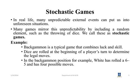 Ai3391 Artificial Intelligence Session 19 Stochastics Gamespptx