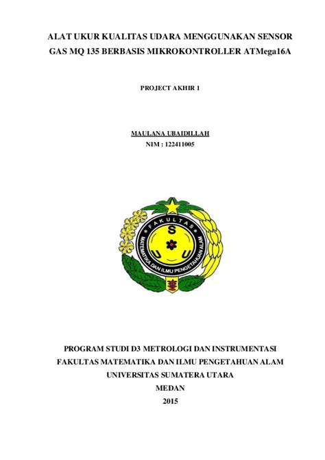 Pdf Alat Ukur Kualitas Udara Menggunakan Sensor Gas Mq135 Berbasis Mikrokontroller Atmega16a