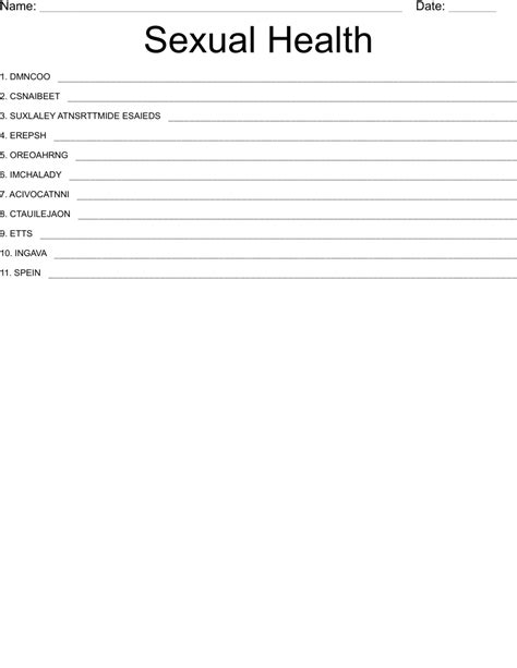 Sexual Health Word Scramble WordMint