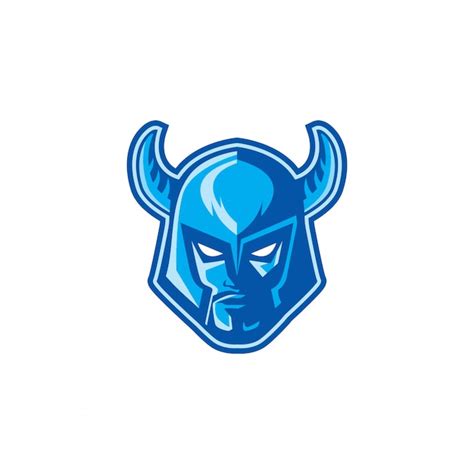 바이킹 워리어 헤드 로고 프리미엄 벡터