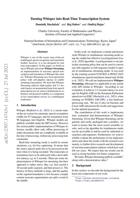 Turning Whisper Into Real Time Transcription System Deepai