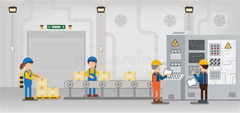 Línea De Producción De Fábrica Ilustración Del Vector Ilustración De