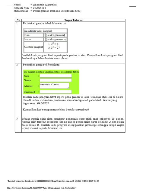 Tugas 1 Pemrograman Web Anastasia Pdf