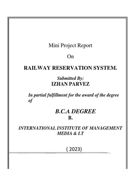Izhan Railway Reservaion System Pdf Computer File Academic Degree