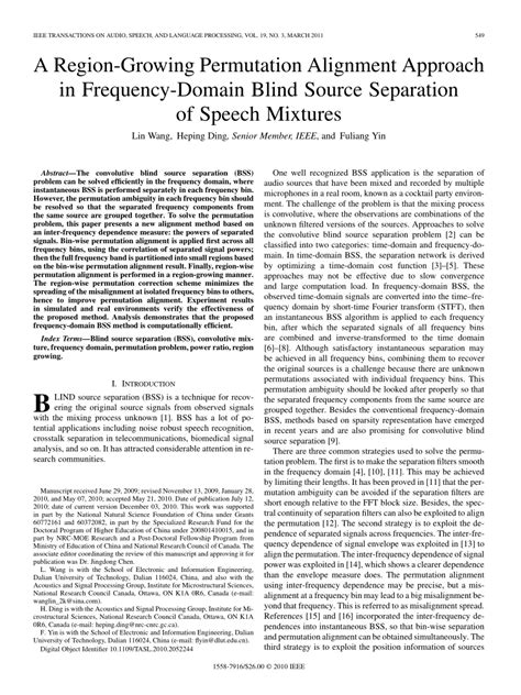 Pdf A Region Growing Permutation Alignment Approach In Frequency