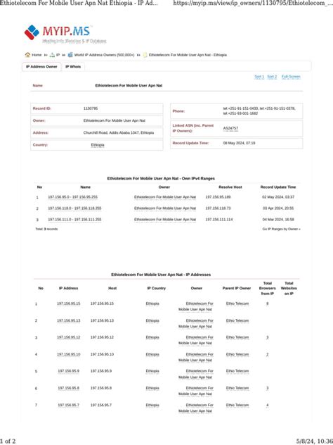 ethiotelecom for mobile user apn nat ethiopia ip addresses owners world database download