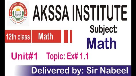 Lecture 6 Unit1 Ex11 Math Class 12th Youtube