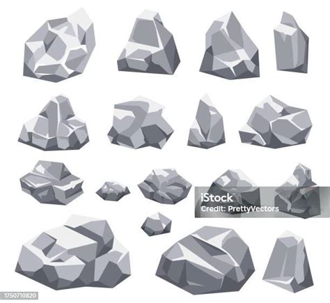 바위 돌 산 더미 지질학 자연 광물 격리 세트 벡터 평면 그래픽 디자인 그림 0명에 대한 스톡 벡터 아트 및 기타 이미지 0